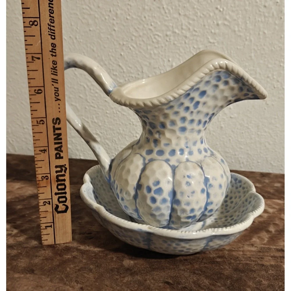 White Cross | Dining | Vintage Ceramic Blue And White Pitcher And Basin ...